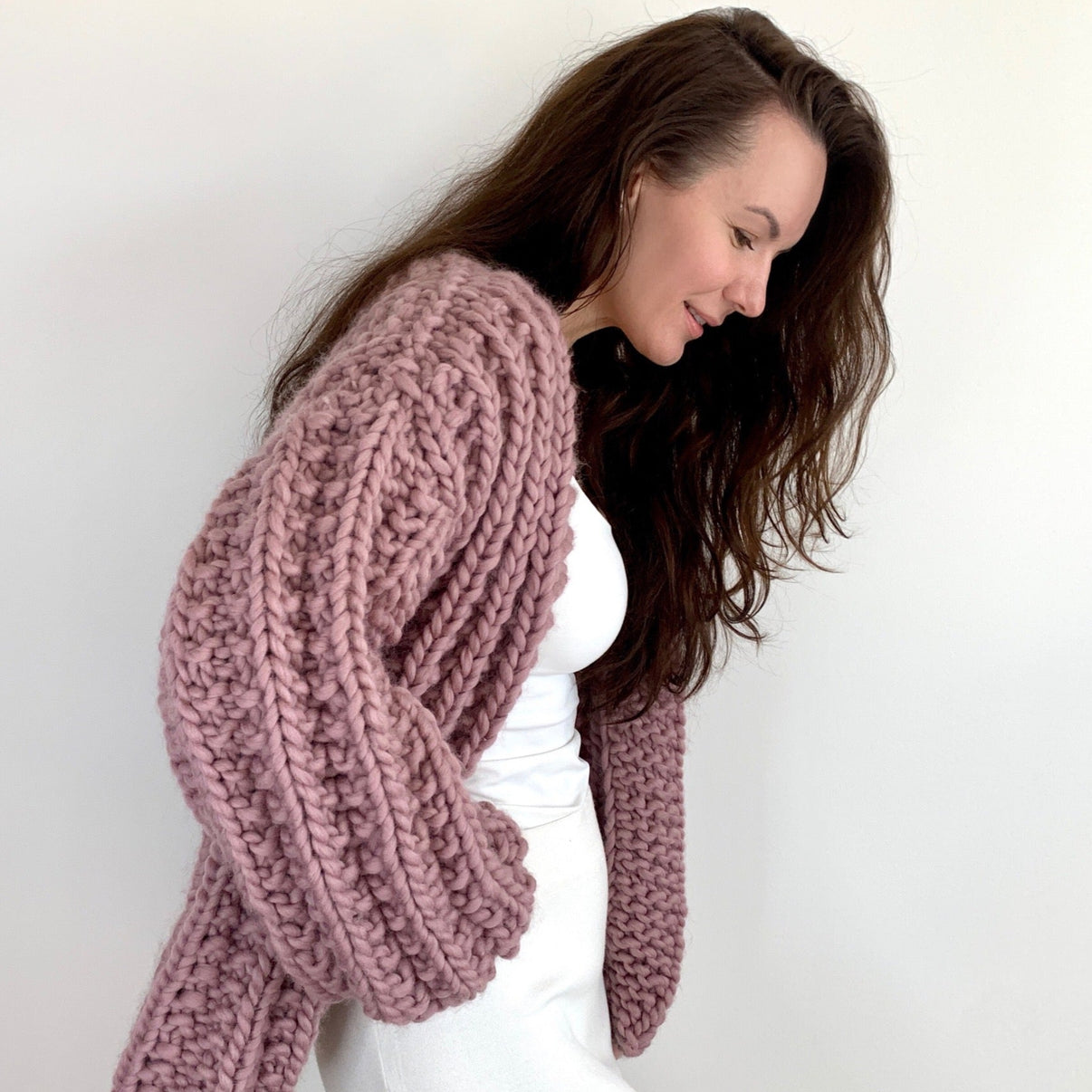 Rib knit cardigan Heather knitting pattern – Julia Piro Knits